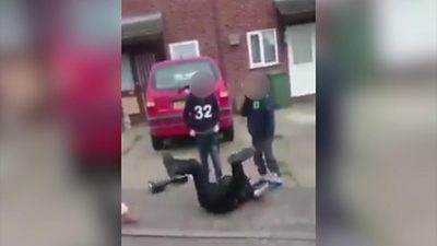 Essex Police officer tumble caught on camera - BBC News