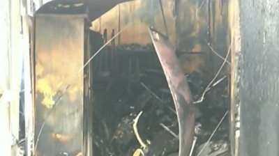 Sherburn High School gym fire aftermath - BBC News