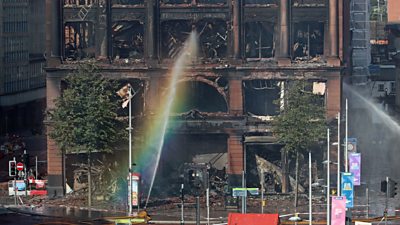 Aftermath of Primark store fire - BBC News