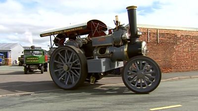 Old steam engine Talisman unveiled in Shrewsbury - BBC News