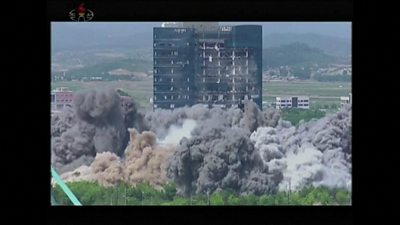 Kaesong: North Korean TV shows office explosion - BBC News
