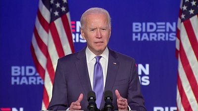 Joe Biden calls for calm and civility in late night speech - BBC News