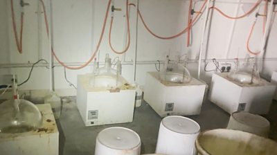 Footage shows raided amphetamine lab found near Redditch - BBC News