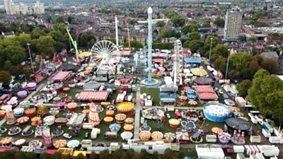 Drone footage reveals Goose Fair from the sky - BBC News