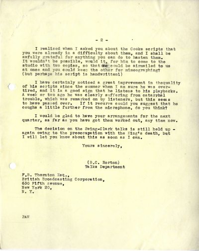 Alistair Cooke and Letter from America