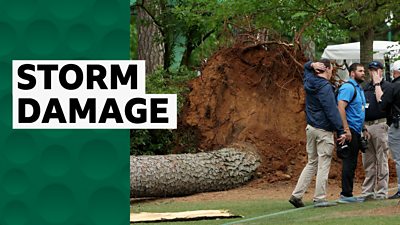 Masters 2023: Trees fall at stormy Augusta - BBC Sport