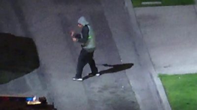 Murder suspect in two-hour standoff with LA police - BBC News