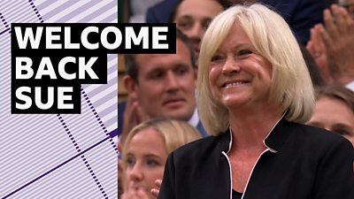 Wimbledon 2023: Legendary BBC presenter Sue Barker receives standing ovation - BBC Sport