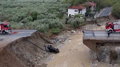 Greek floods: Drone footage shows scale of destruction - BBC News