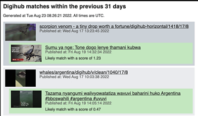 Matching Video Content from the World Service