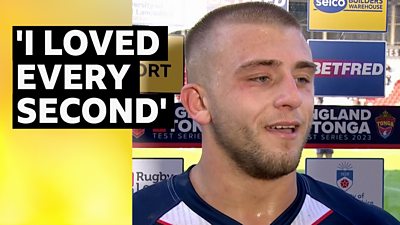 England 22-18 Tonga: Mikey Lewis 'loved every second' of emotional ...
