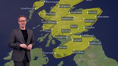 Watch the latest forecast amid snow and rain warnings - BBC News