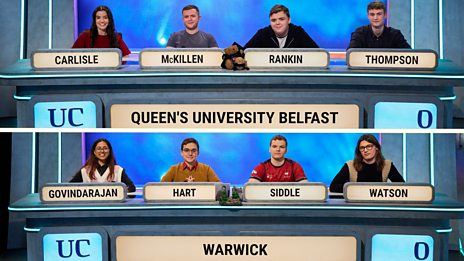 University Challenge - 2024/25: 26. Queen’s, Belfast v Warwick - BBC ...
