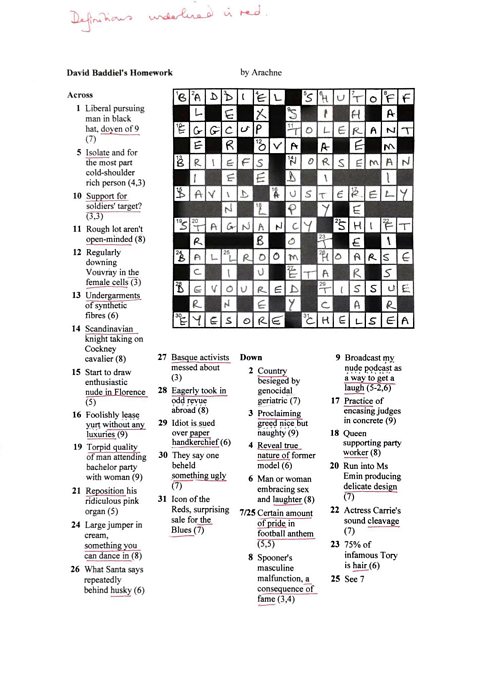 BBC - David Baddiel's Cryptic Crossword: The Answers