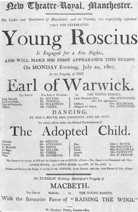 BBC - Shakespeare On Tour - Child star Master Betty plays Macbeth in ...