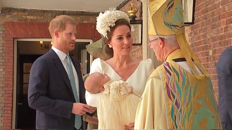 Prince Louis's christening marked by family portraits - BBC News
