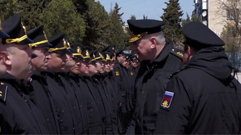 Russian warship: Moskva crew 'shown for first time since sinking' - BBC ...