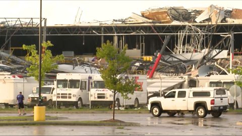 Dozens rescued as tornado collapses Michigan FedEx depot - BBC News