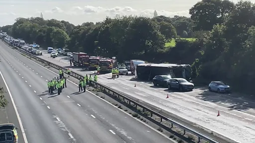 M53 crash: Girl, 15, and driver killed after school bus overturns - BBC ...