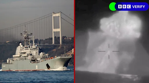 Russian landing ship Caesar Kunikov sunk off Crimea, says Ukraine - BBC ...