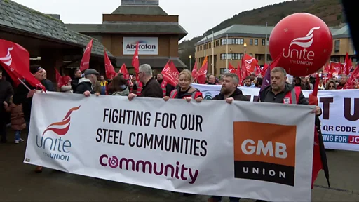 Tata Steel workers protest over proposed job losses - BBC News