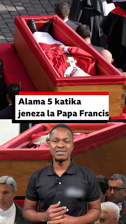 Zifahamu alama tano zisiso za kawaida zilizokuwa katika jeneza la papa Francis - BBC News Swahili
