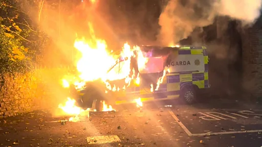 Arrests after violent protest outside Dublin migrant hotel - BBC News