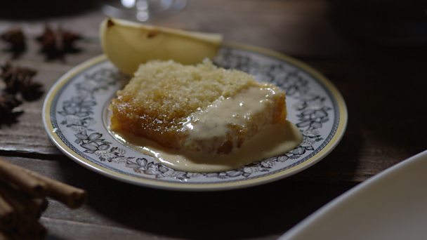 Treacle sponge pudding with spiced pears recipe - BBC Food