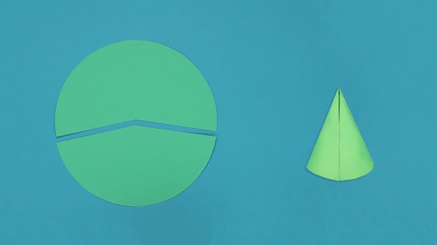How to show a cone's surface area = π × r × slant length - BBC Bitesize