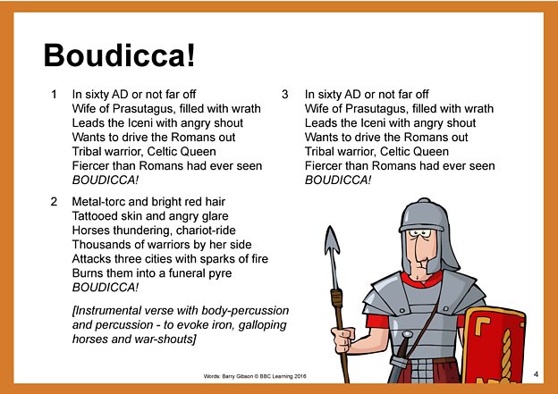 Rocking Romans! Songs. 3: Boudicca! - BBC Teach