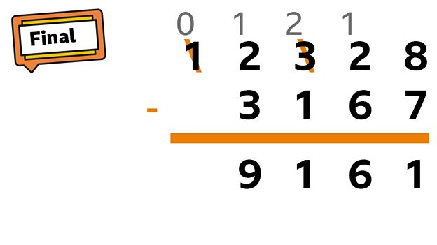 Subtract more than 4-digit numbers - Maths - Learning with BBC Bitesize