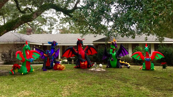 Woman gets grumpy complaint for festive 'dragon nativity' scene - BBC Three