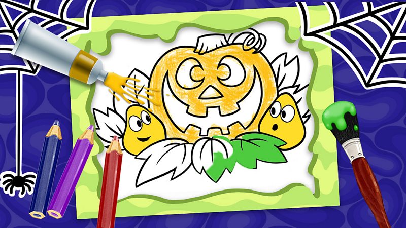 Create a Halloween picture with online drawing tool for kids - CBeebies