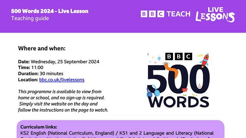 500 Words 2024 – Live Lesson - BBC Teach