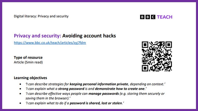 Avoiding account hacks - BBC Teach