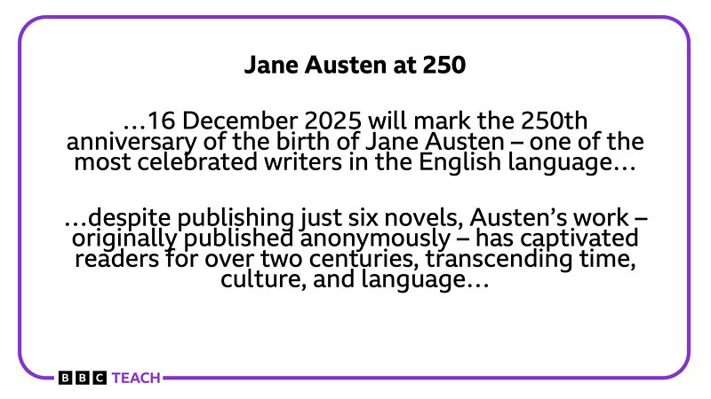 250th anniversary of the birth of Jane Austen - secondary assembly ...