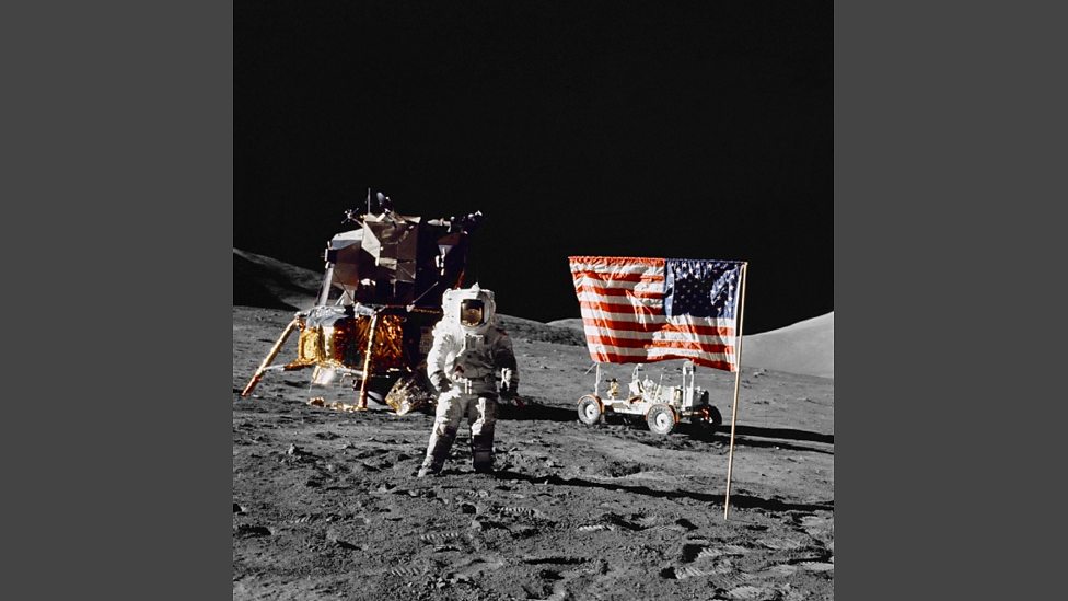 BBC - Apollo 17 Moon Shots - Apollo 17 landing module, astronaut and ...