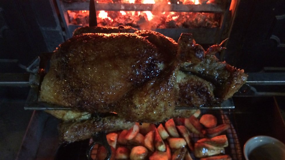 BBC - A traditional Christmas dinner - Ivan Day roasts a duck on a spit ...
