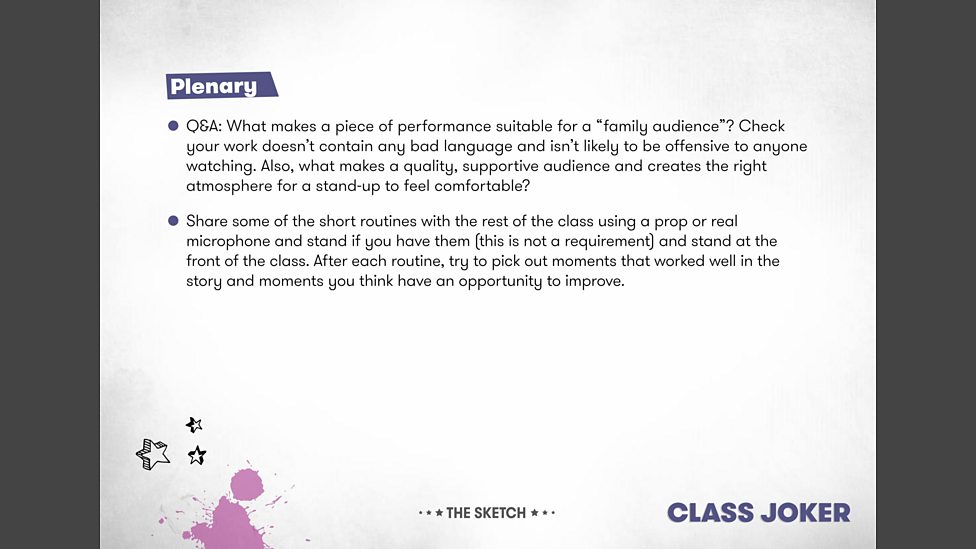 BBC - Comedy Classroom, Secondary - Class Joker student facing slides ...