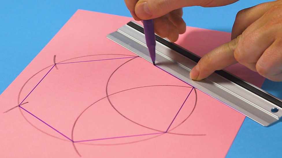 How to draw a regular hexagon, square and triangle - BBC Bitesize