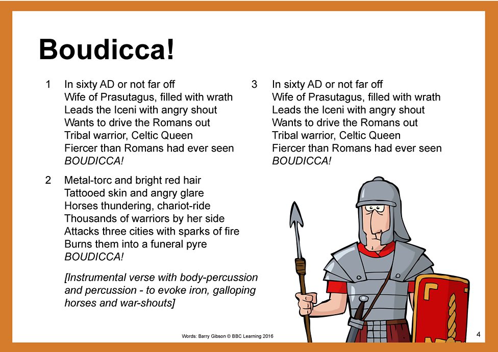 Rocking Romans! Songs. 3: Boudicca! - BBC Teach