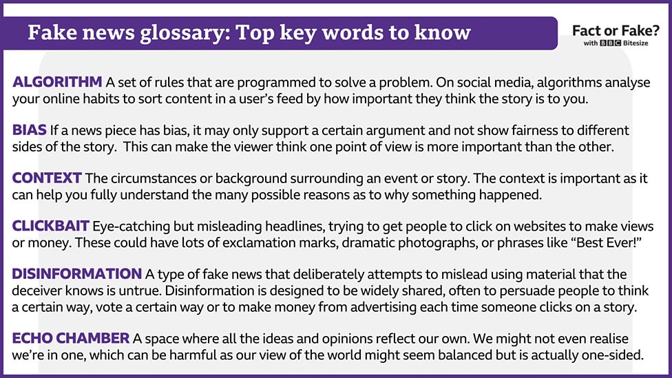 Fake news glossary: Top 10 words to know - BBC Bitesize