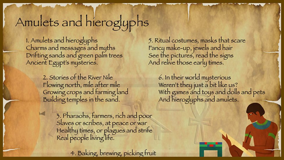 KS2 Music: Ancient Egypt. Song: 'Amulets and hieroglyphs' - BBC Bitesize