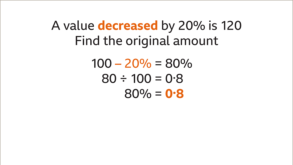 How to work out a percentage original value before percentage decrease ...