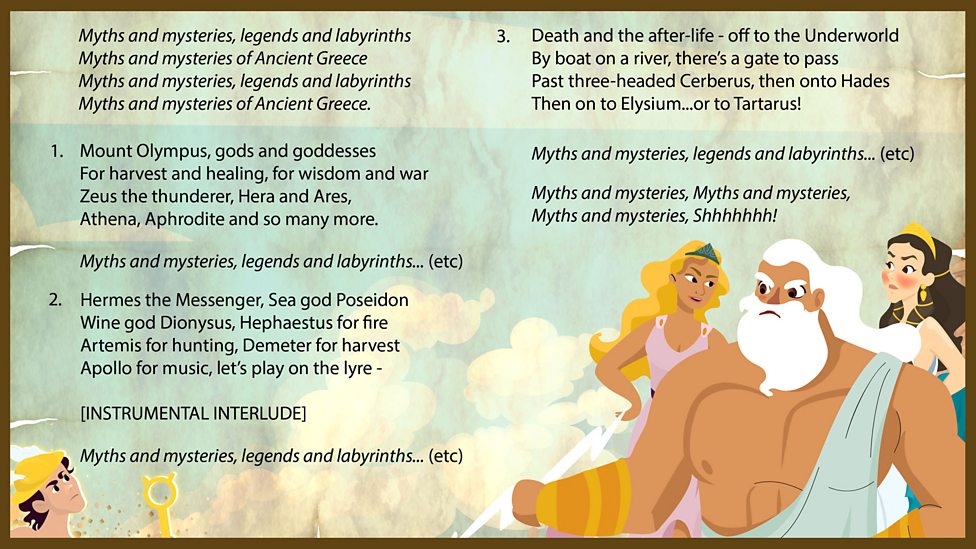 KS2 Music: Ancient Greece. Song: 'Myths and mysteries' - BBC Bitesize