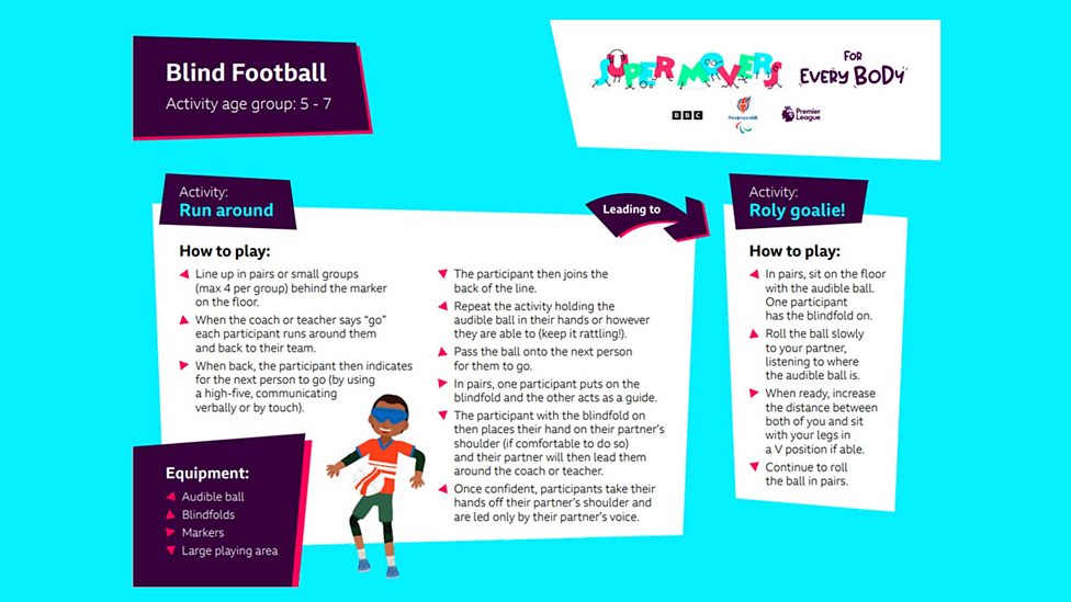 How to play blind football. BBC Teach - KS1 and KS2 Primary PE. Ages 5 ...