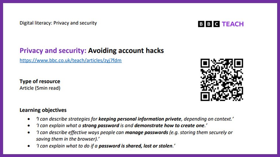 Avoiding account hacks - BBC Teach