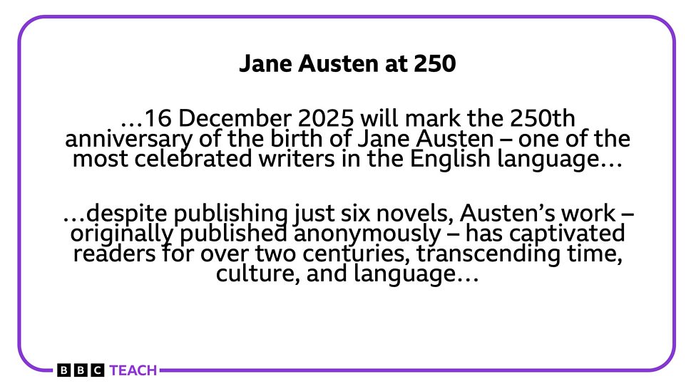 250th anniversary of the birth of Jane Austen - secondary assembly ...