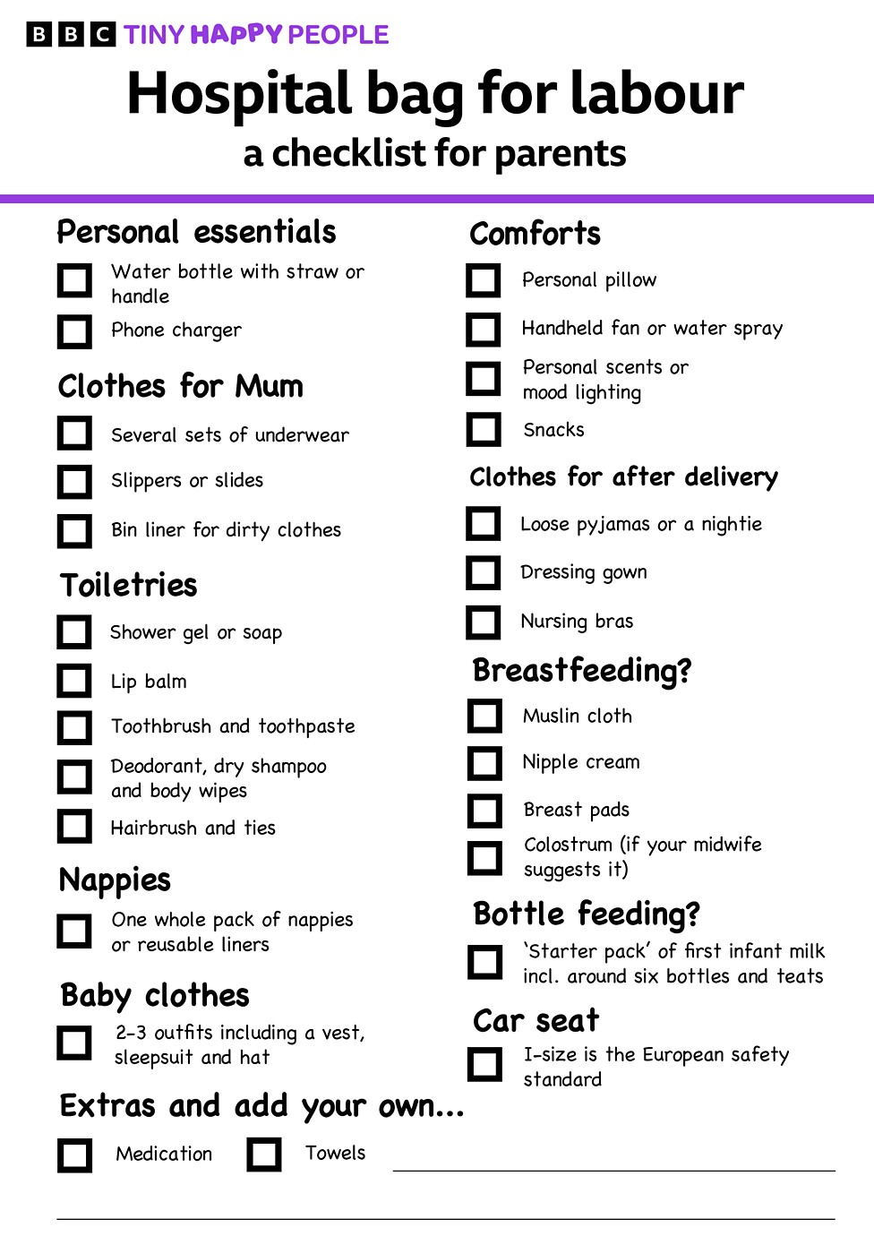The ultimate hospital bag checklist for labour: What and when to pack ...