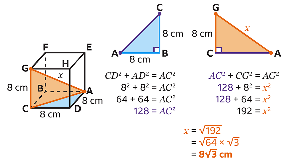 How to solve 2D and 3D problems using Pythagoras' theorem - BBC Bitesize